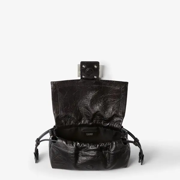 Fendi Baguette® Soft Mini-bag In Black Crackled Leather